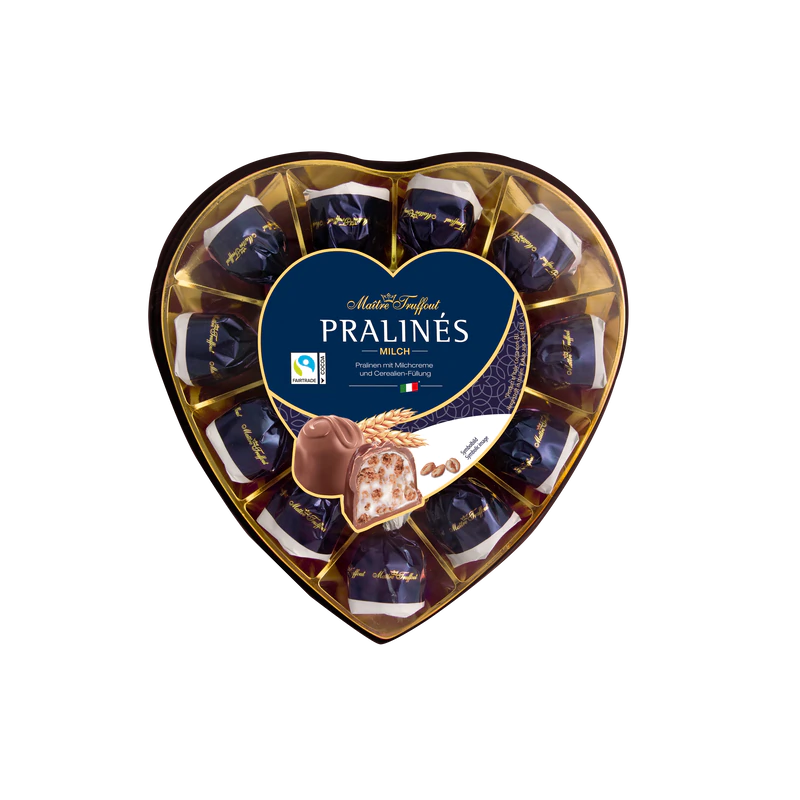 Pralines milk chocolate milk cream & cereals heart 165g | Gunz